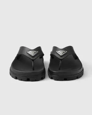 Prada Rubber Thong Sandals - Black