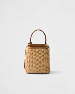 Prada Panier Mini Wicker And Leather Bag