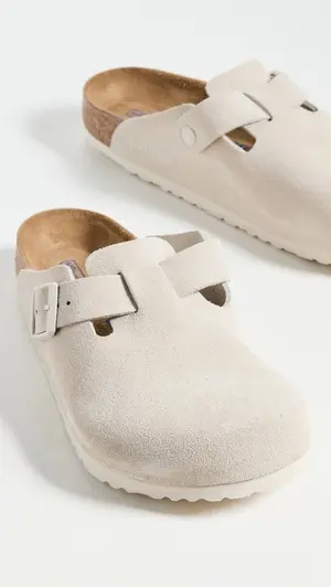 BIRKENSTOCK Boston Soft Footbed Clogs - Antique White