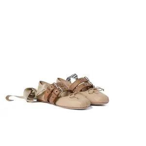 Miu Miu Nappa And Calf Leather Ballerinas - Cord