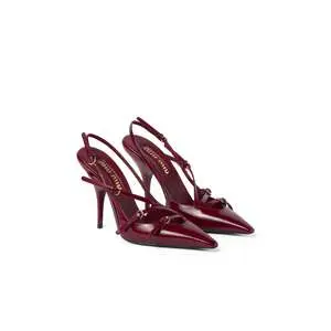 Miu Miu Patent Leather Slingbacks With Buckles - Crimson