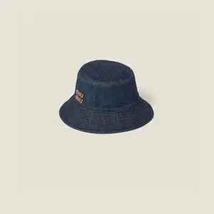 Miu Miu Denim Bucket Hat - Blue+Tobacco | Editorialist display picture 3