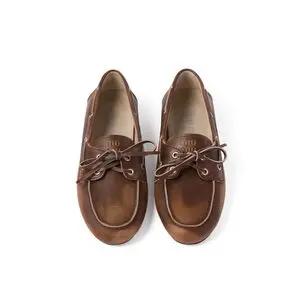 Miu Miu Unlined Leather Boat Shoes