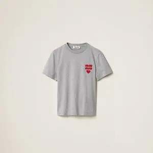 Miu Miu Cotton Jersey T-Shirt - Grey | Editorialist