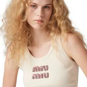 Miu Miu Ribbed Jersey Top