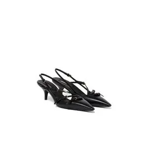 Miu Miu Brushed Leather Slingbacks With Buckles - Black
