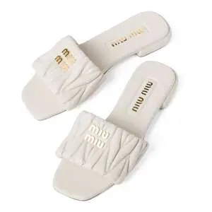 Miu Miu Matelassé Nappa Leather Slides