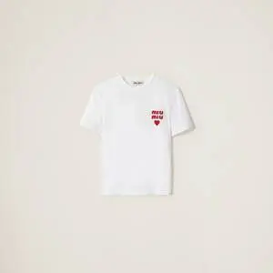 Miu Miu Cotton Jersey T-Shirt - White | Editorialist