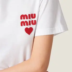 Miu Miu Cotton Jersey T-Shirt - White | Editorialist