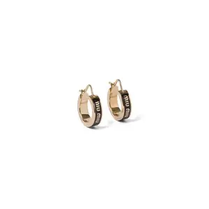 Miu Miu Enameled Metal Hoop Earrings - Black