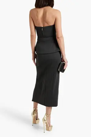 NICHOLAS Strapless Belted Ponte Midi Dress