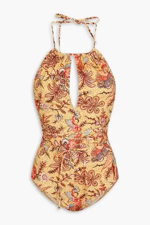 Ulla Johnson Ulla Johnson Annika Printed Halterneck Swimsuit - Pastel Yellow