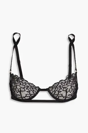 Stella McCartney Metallic Lace Balconette Bra - Black