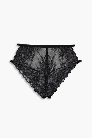 Stella McCartney Satintrimmed Metallic Lace Highrise Briefs - Black