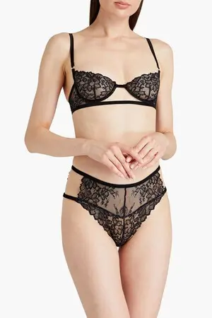 Stella McCartney Satintrimmed Metallic Lace Highrise Briefs