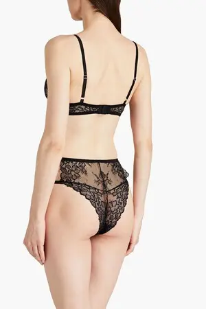 Stella McCartney Satintrimmed Metallic Lace Highrise Briefs