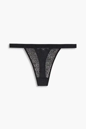 Stella McCartney Embroidered Stretchmesh Thong Black