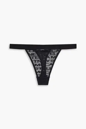 Stella McCartney Stretchtulle Midrise Thong - Black