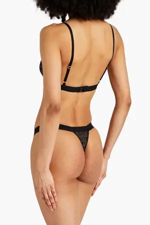 Stella McCartney Stretchtulle Midrise Thong - Black