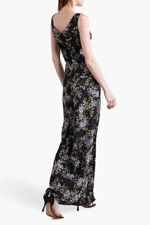 Norma Kamali Draped Floral-print Chiffon Gown