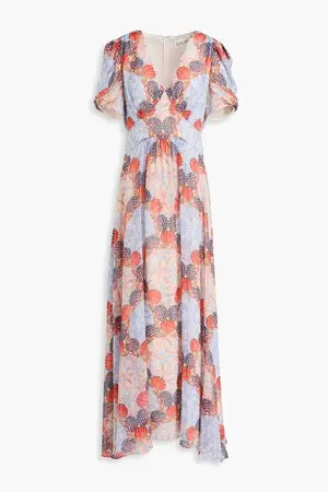 Saloni Pleated Printed Silk-georgette Maxi Dress