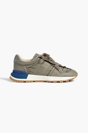 MAISON MARGIELA Leather-Trimmed Shell Sneakers Grey Green