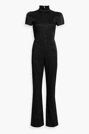 Alice + Olivia Jorah Moire Wide-leg Jumpsuit - Black