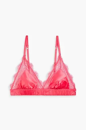 Love Stories Lacetrimmed Satin Triangle Bra - Fuchsia
