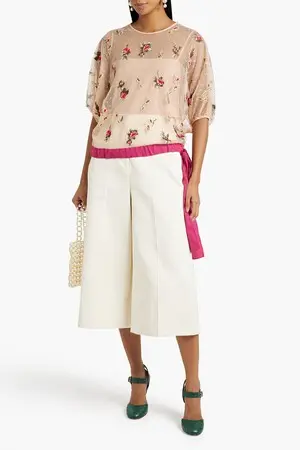 Red Valentino Embroidered Point D'esprit Blouse - Blush