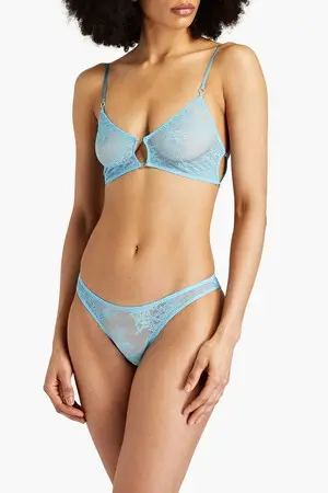 Stella McCartney Cutout Stretchlace Lowrise Briefs - Light Blue