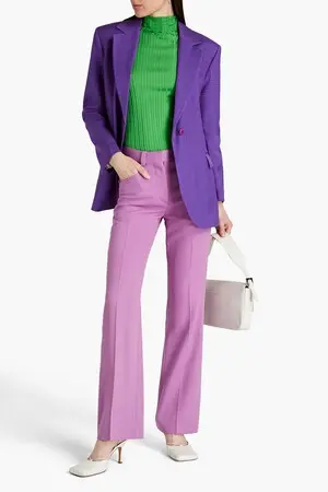 Victoria Beckham Wool-twill Straight-leg Pants - Lilac