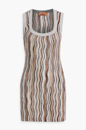 Missoni Sequin-embellished Crochet-knit Mini Dress - Brown