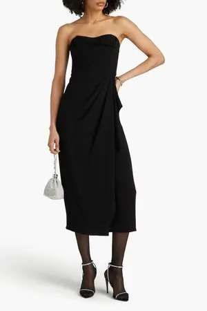 Simkhai Keelan Strapless Wrap-effect Crepe Midi Dress