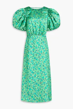 ROTATE BY BIRGER CHRISTENSEN Floral-print Satin Midi Dress