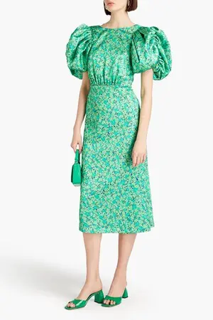 ROTATE BY BIRGER CHRISTENSEN Floral-print Satin Midi Dress