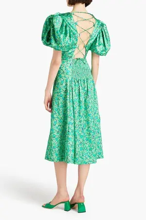 ROTATE BY BIRGER CHRISTENSEN Floral-print Satin Midi Dress