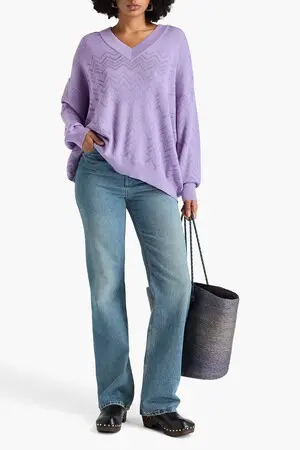 Missoni Crochet-knit Wool-blend Sweater - Lavender