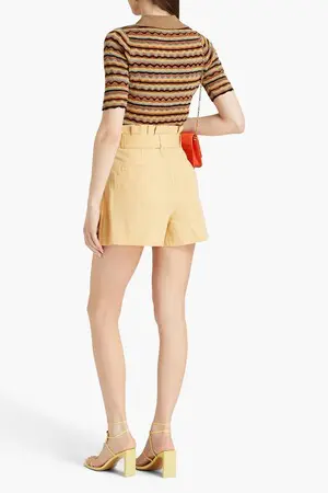 Ulla Johnson Felix Metallic Crochet-knit Silk-blend Polo Top
