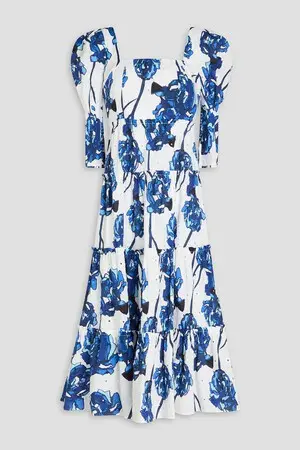 Diane Von Furstenberg Nora Floral-print Broderie Anglaise Cotton Midi Dress - Blue