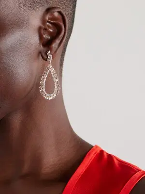 SUZANNE KALAN 18-karat Rose And White Diamond Earrings