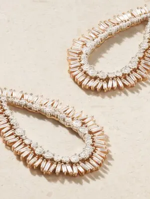 SUZANNE KALAN 18-karat Rose And White Diamond Earrings