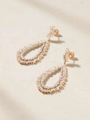 SUZANNE KALAN 18-karat Rose And White Diamond Earrings