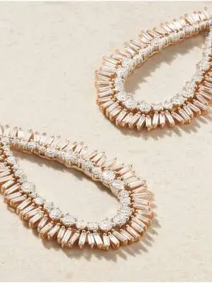 SUZANNE KALAN 18-karat Rose And White Diamond Earrings