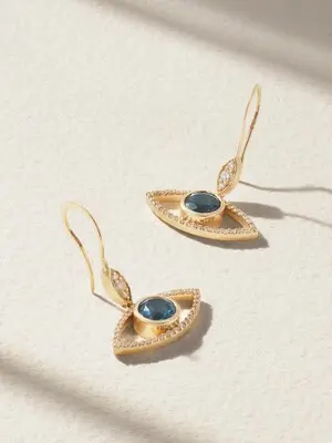 MELISSA JOY MANNING 14-karat Topaz, And Diamond Evil Eye Earrings - Gold
