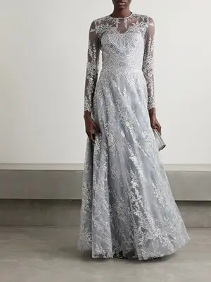 Naeem Khan Embroidered Sequin-embellished Tulle Gown