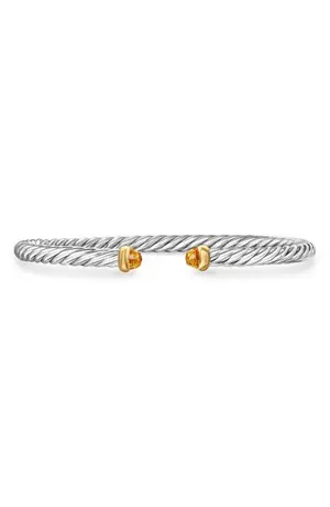 David Yurman David Yurman Cable Flex Cuff Bracelet Silver/ Gold/ Citrine