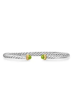 David Yurman David Yurman Cable Flex Cuff Bracelet Silver/ Gold/ Peridot