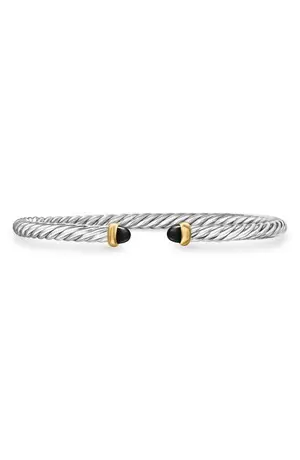 David Yurman Cable Flex Cuff Bracelet - Silver/gold/black Onyx
