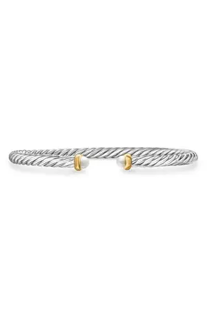 David Yurman Cable Flex Cuff Bracelet - Sterling Silver/ Gold/ Pearl