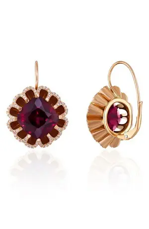 MINDI MOND Rhodolite Garnet And Diamond Drop Earrings